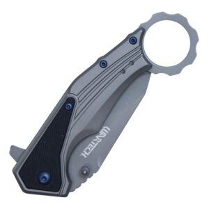 PWT334 7.25" Flip Open Karambit Stainless Steel Finger Hole Handle Pocket Knife (PWT334GY)