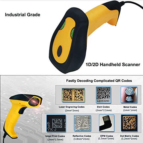 HENCODES Handheld QR Code Scanner,USB 2.0 Cable,Plug and Scan Type,Powerful 2D Decode Abilities for Reading Tiny and Complicated DPM Codes on PCB Board BQ-6200