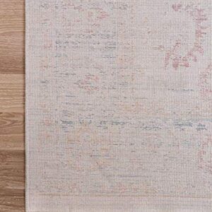 Unique Loom Noble Collection Country, Traditional, Distressed, Vintage, Botanical, Border Area Rug, 5' 1" x 7' 10" Rectangle, Ivory/Blue