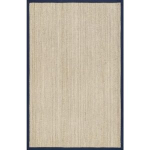 nuLOOM 8x10 Elijah Seagrass Area Rug, Navy, Solid Farmhouse Style, Cotton Bordered, Basketweave, Natural Fiber, For Bedroom, Dining Room, Living Room, Hallway, Office, Kitchen, Entryway