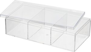 hammont rectangle acrylic box - shelf organizer bins - clear storage containers - candy party favors | bathroom storage | makeup cosmetic organization | tall: 4"x4"x8" (3 pack)