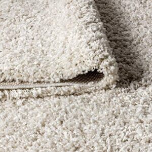 JONATHAN Y MCR106D-5 Mercer Shag Plush Indoor Area -Rug Contemporary Modern Bohemian Glam Solid Easy -Cleaning High Traffic Bedroom Kitchen Living Room, 5 X 8, Cream