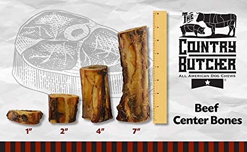 THE COUNTRY BUTCHER 7" Beef Marrow Dog Bones for Aggressive Chewers, Large and Medium Breed Dog Treat, Natural, Tough, Chew Toy, Made in The USA, 3 Count