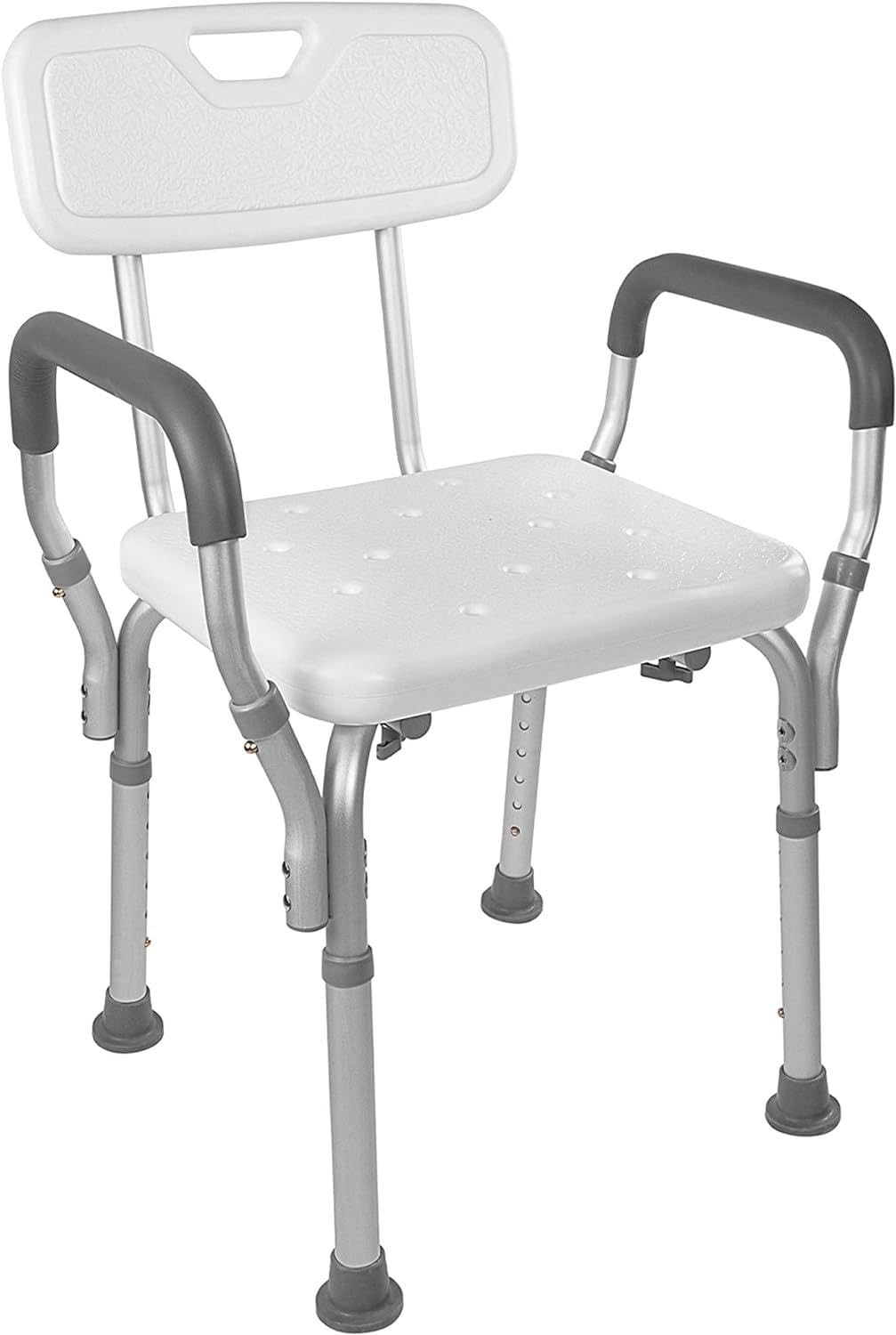 Vaunn Shower Chair Bath Seat with Padded Arms, Removable Back and Adjustable Legs and Vaunn Raised Toilet Seat and Elevated Commode Booster Seat Riser Bundle