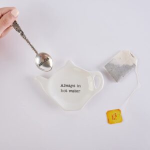 Mud Pie Home Kitchen Circa Tea Time Teapot Tea Bag Spoon Rest Sets 42600444 (Always in hot water)