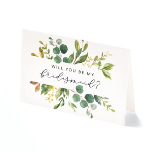 14 greenery bridesmaid proposal folded cards and envelopes, includes envelopes 8 will you be my bridesmaids, 2 for matron of honor, 2 for maid of honor & 2 for flower girl watercolor flower