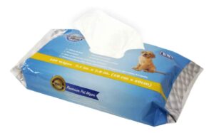 pets first dog grooming wipes hypoallergenic all-natural dog wipes. large size 100 count, unscented, smooth, hydrating, deodorizing pet cat dog wipe w aloe vera lotion, vitamin e, soothing entire body