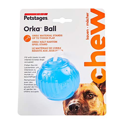 Petstages Orka Tennis Ball Treat-Dispensing Dog Chew Toy, Blue