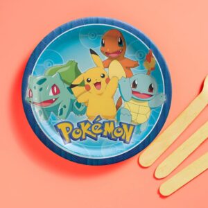 Round Multicolor Pokemon Paper Plates (Pack of 8) - 9", Disposable Plates for Birthday Party Supplies, Themed Party, Baby Shower, Kids Events and More