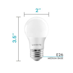 LUXRITE A15 LED Bulb 40W Equivalent, 7W, 3000K (Soft White), 600 Lumens, Enclosed Fixture Rated, Dimmable Ceiling Fan Light Bulbs, E26 Medium Base, UL Listed - Indoor and Outdoor (6 Pack)