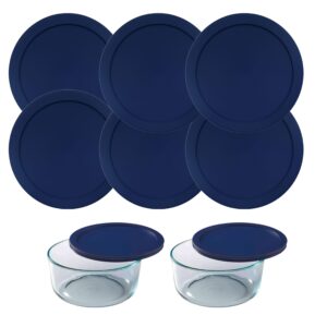 wood grip - pyrex replacement lids - durable, leakproof lids for pyrex glass containers - fits 2 cup round glass bowls for secure food storage - 6 pack, blue, 4-3/4" diameter