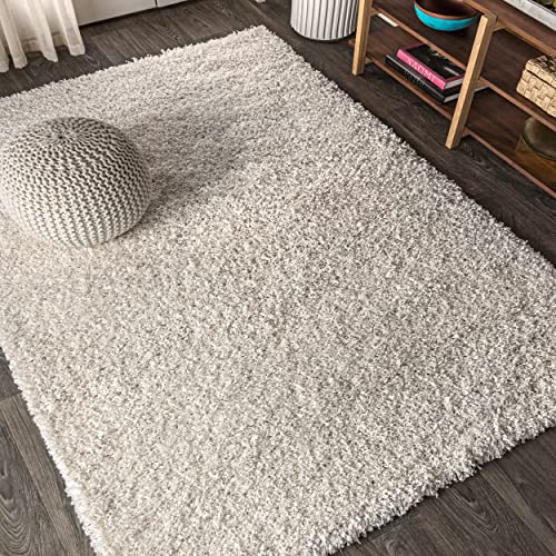 JONATHAN Y MCR106D-5 Mercer Shag Plush Indoor Area -Rug Contemporary Modern Bohemian Glam Solid Easy -Cleaning High Traffic Bedroom Kitchen Living Room, 5 X 8, Cream