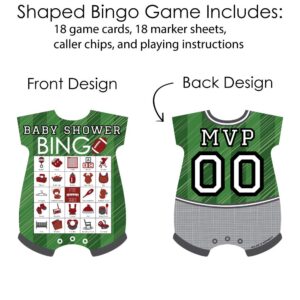 Big Dot of Happiness End Zone - Football - Picture Bingo Cards and Markers - Baby Shower Shaped Bingo Game - Set of 18