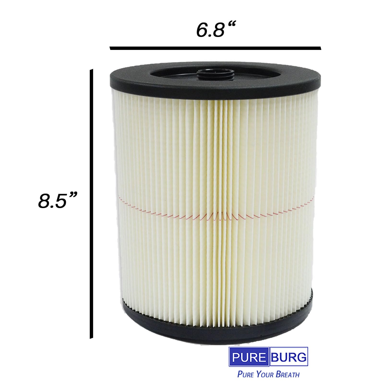 PUREBURG 9-17816 Replacement Filter Compatible with Craftsman 17816 Wet & Dry Vacs 5 GAL. Larger Made 1988 & Later,2-Pack Red-Stripe Filter