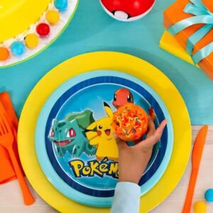 Round Multicolor Pokemon Paper Plates (Pack of 8) - 9", Disposable Plates for Birthday Party Supplies, Themed Party, Baby Shower, Kids Events and More