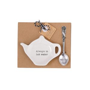 mud pie home kitchen circa tea time teapot tea bag spoon rest sets 42600444 (always in hot water)