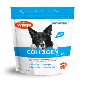 totally wags collagen for dogs: all natural premium non gmo collagen. supports healthy joints, skin, fur, digestion.