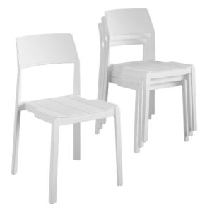 novogratz 87817ylw4e poolside collection, chandler stacking, 4-pack, bright yellow dining chairs