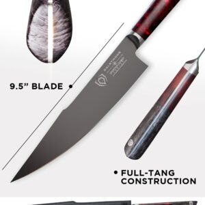 Dalstrong Chef Knife - 9.5 inch - Spartan Ghost Series - Premium American Forged S35VN Powdered Steel - Razor Sharp Kitchen Knife - Chef's Knife - Maple & Red Resin Handle - Sheath