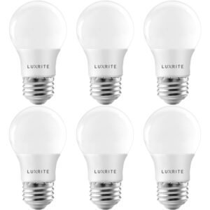 luxrite a15 led bulb 40w equivalent, 7w, 3000k (soft white), 600 lumens, enclosed fixture rated, dimmable ceiling fan light bulbs, e26 medium base, ul listed - indoor and outdoor (6 pack)