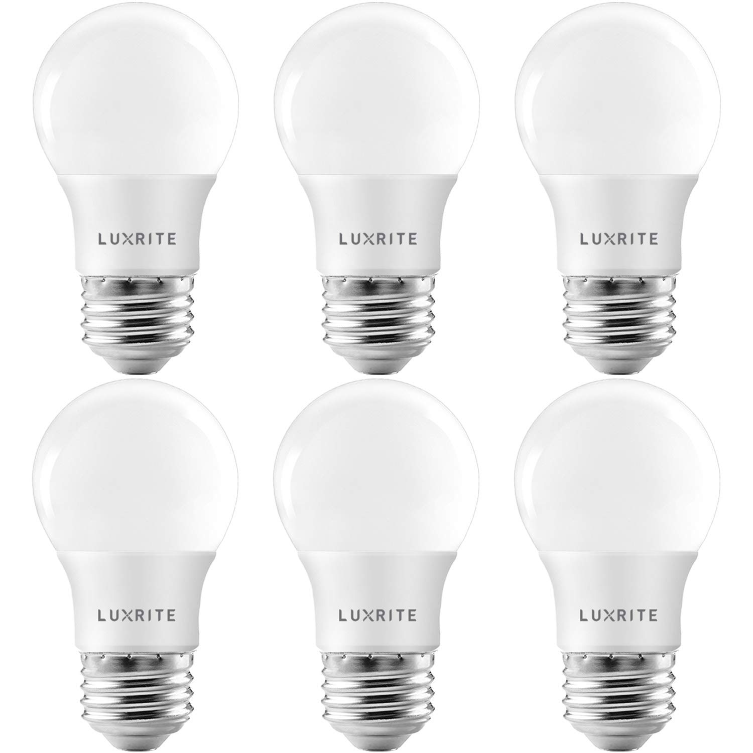 LUXRITE A15 LED Bulb 40W Equivalent, 7W, 3000K (Soft White), 600 Lumens, Enclosed Fixture Rated, Dimmable Ceiling Fan Light Bulbs, E26 Medium Base, UL Listed - Indoor and Outdoor (6 Pack)