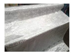 religious themed with cross heavy brocade fabric by the yard, 58/60" wide, white/silver and gold (white/silver)