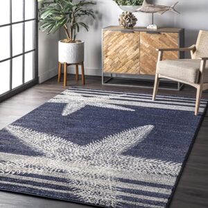 nuloom thomas paul starfish and striped area rug, 4x6, blue