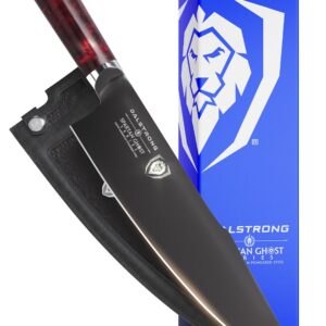 Dalstrong Chef Knife - 9.5 inch - Spartan Ghost Series - Premium American Forged S35VN Powdered Steel - Razor Sharp Kitchen Knife - Chef's Knife - Maple & Red Resin Handle - Sheath