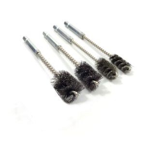 4 Piece Stainless Steel Wire Brush for ports, tubes, bearings and other common wire brush applications Power Drill Impact Driver - Hex Shank