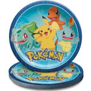 round multicolor pokemon paper plates (pack of 8) - 9", disposable plates for birthday party supplies, themed party, baby shower, kids events and more