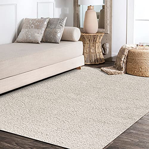 JONATHAN Y MCR106D-5 Mercer Shag Plush Indoor Area -Rug Contemporary Modern Bohemian Glam Solid Easy -Cleaning High Traffic Bedroom Kitchen Living Room, 5 X 8, Cream