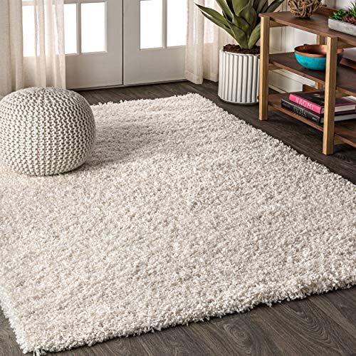 JONATHAN Y MCR106D-5 Mercer Shag Plush Indoor Area -Rug Contemporary Modern Bohemian Glam Solid Easy -Cleaning High Traffic Bedroom Kitchen Living Room, 5 X 8, Cream