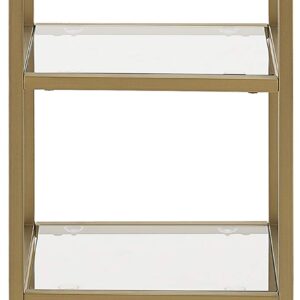 Crosley Furniture Aimee Short Bookshelf with Glass Shelves, Small Bookcase Storage, Gold and Glass