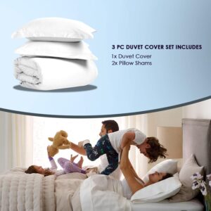 Pizuna Pure 100% Cotton King Duvet Cover Set, 1000 Thread Count Long Staple Cotton Thick Sateen Weave with Button Closure (Combed White Cotton Duvet Cover King)