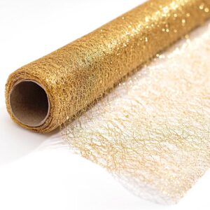 anderson's gold glitter mesh fabric roll, 19 inches x 5 yards, decorative wedding fabric for wedding reception, baby shower, gender reveal, prom, homecoming, tables, party