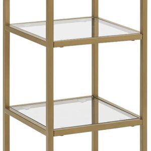 Crosley Furniture Aimee Short Bookshelf with Glass Shelves, Small Bookcase Storage, Gold and Glass