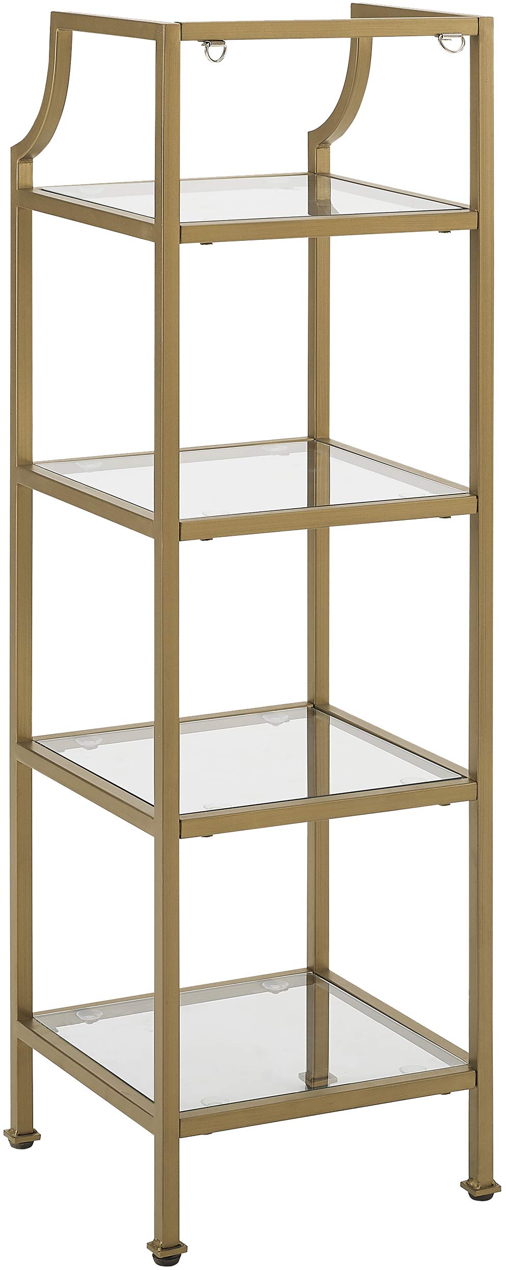 Crosley Furniture Aimee Short Bookshelf with Glass Shelves, Small Bookcase Storage, Gold and Glass