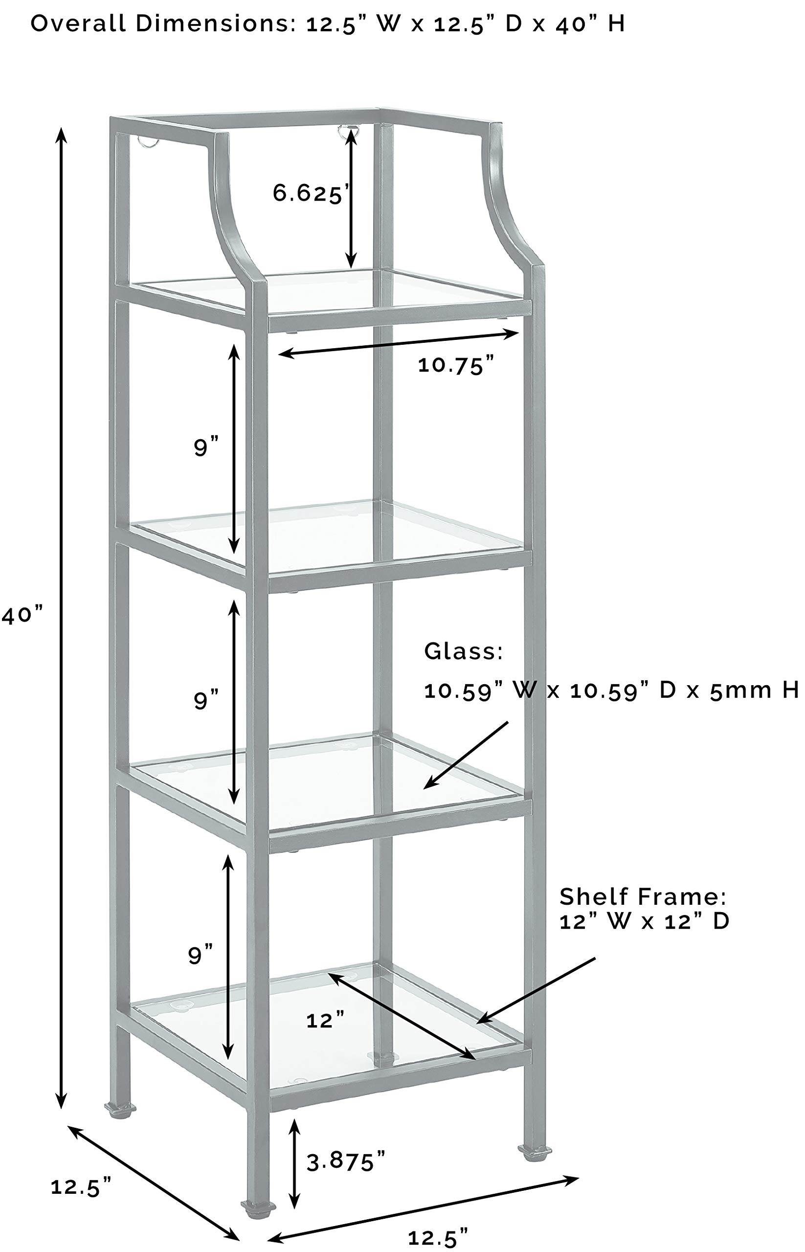 Crosley Furniture Aimee Short Bookshelf with Glass Shelves, Small Bookcase Storage, Gold and Glass