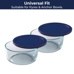 Wood Grip - Pyrex Replacement Lids - Durable, Leakproof Lids for Pyrex Glass Containers - Fits 2 Cup Round Glass Bowls for Secure Food Storage - 6 Pack, Blue, 4-3/4" Diameter