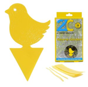 21c 21 century solutions yellow sticky fly traps (25 pack) for gnat whitefly fungus gnat aphid small insects - houseplant disposable glue trappers - bug catcher - bird shape