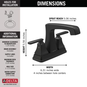 DELTA FAUCET 2564-BLTP-DST Ashlyn Two Handle Tract-Pack Lavatory Faucet Centerset, Matte Black