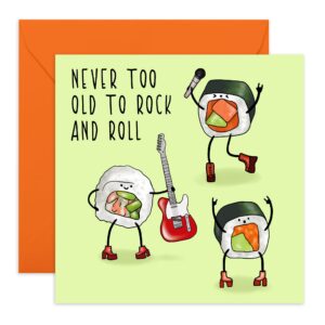 central 23 - funny birthday card - “you’re never too old to rock & roll”- for men & women - mom dad husband wife brother sister cute cards joke humour banter 21st 30th 40th - comes with fun stickers