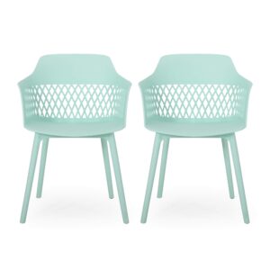 christopher knight home madeline outdoor dining chair (set of 2), mint