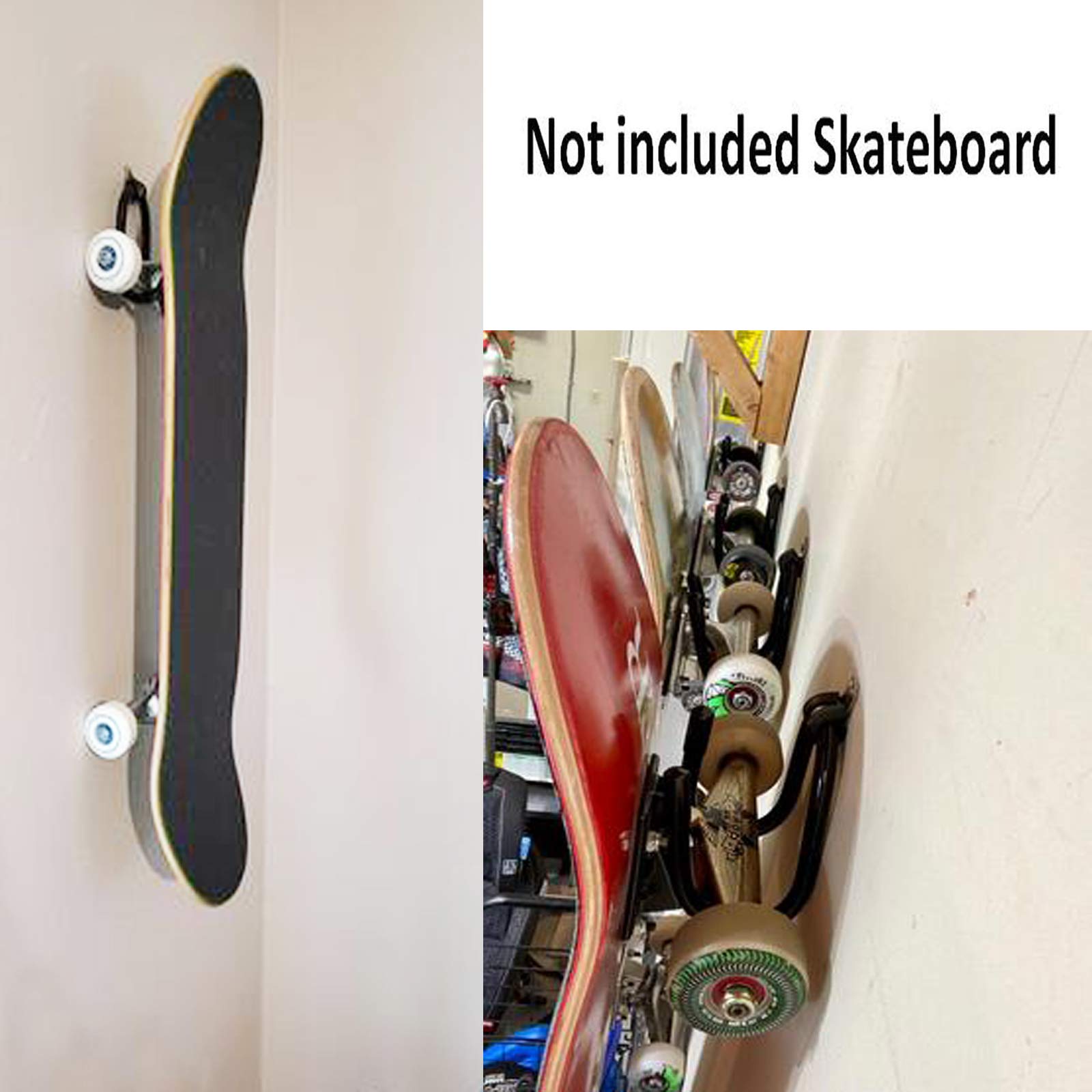 Pmsanzay Universal Design Wall-Mounted Rack - Adjustable Wall and Door Rack, Organizer, Hanger, Holder, Free Standing Rack Stand, Storage Clip for All Skateboard and Longboard - Metal Flexible Rack