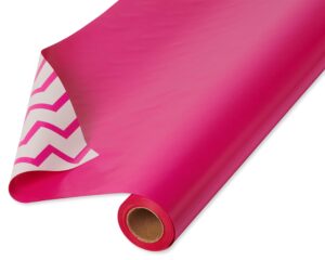 american greetings reversible wrapping paper jumbo roll for graduation, birthdays and all occasions, pink and chevron (1 roll, 175 sq. ft.)