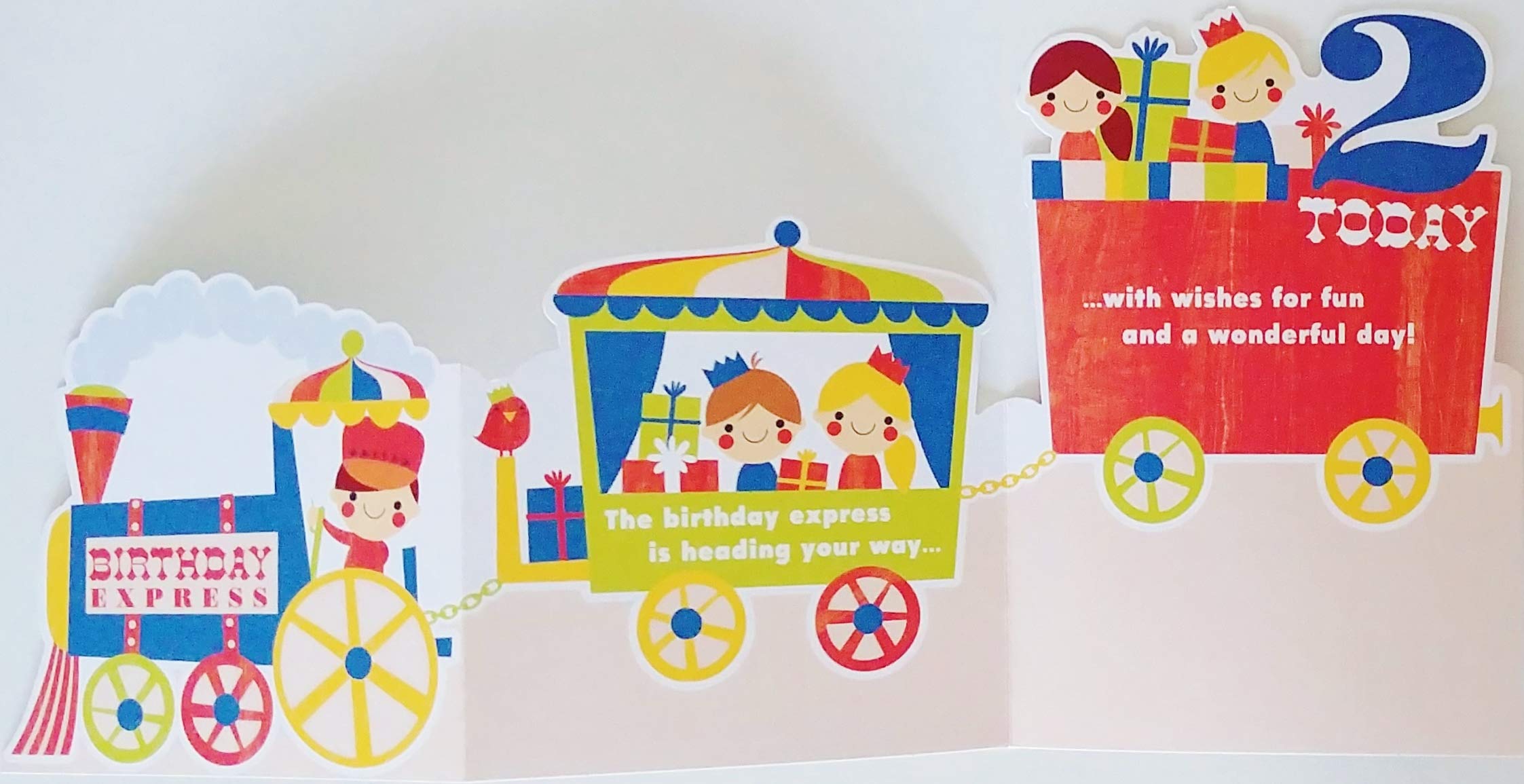 Greeting Card Happy 2nd Birthday Circus Carnival Train Themed Second Two 2 Years Old