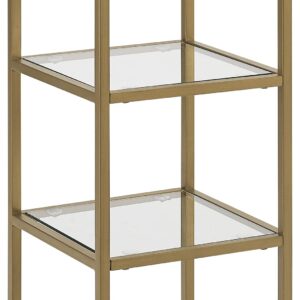 Crosley Furniture Aimee Short Bookshelf with Glass Shelves, Small Bookcase Storage, Gold and Glass