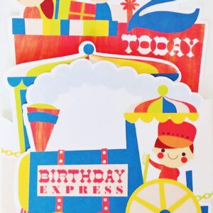 Greeting Card Happy 2nd Birthday Circus Carnival Train Themed Second Two 2 Years Old