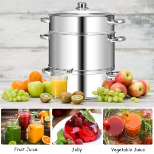 Giantex 10 Quart Juice Steamer Fruit Vegetables Juicer Steamers w/Tempered Glass Lid, Hose, Clamp, Loop Handles Stainless Steel Steam Juicer Multipots Kitchen Cookware for Making Juice, Jelly, Pasta