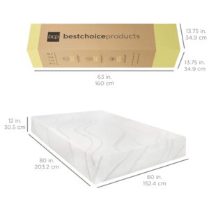 Best Choice Products 12 Inch, Green Tea Charcoal Cooling Gel Memory Foam Mattress, Fiberglass Free, 2-Layer, Breathable - Queen, Medium Firm